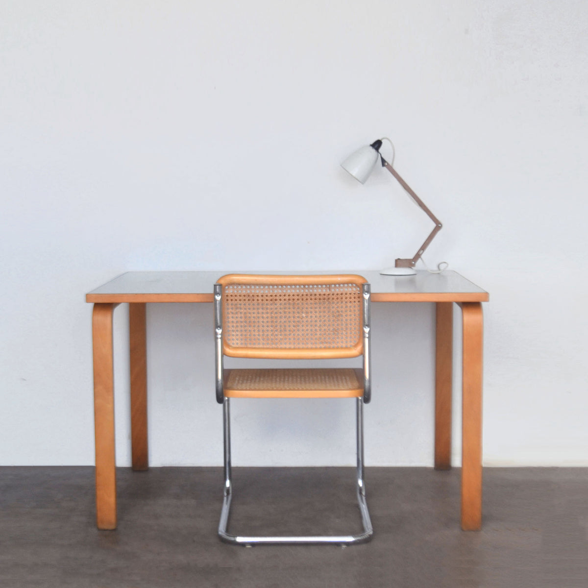 Birchwood And Grey Linoleum Desk / Table By Alvar Aalto For Artek ...